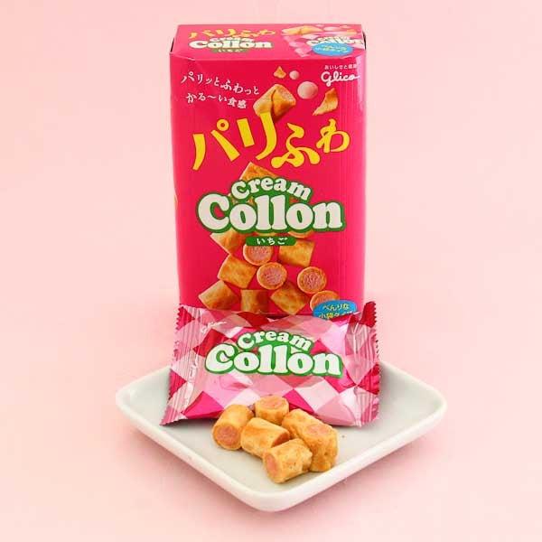 Glico Cream Collon Biscuit Roll Party Box - Strawberry – Japan Candy Store