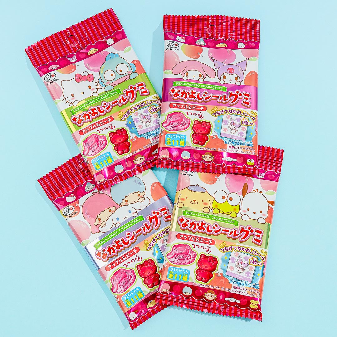 Peko-Chan x Sanrio Characters Nakayoshi Seal Gummy - Apple & Peach ...