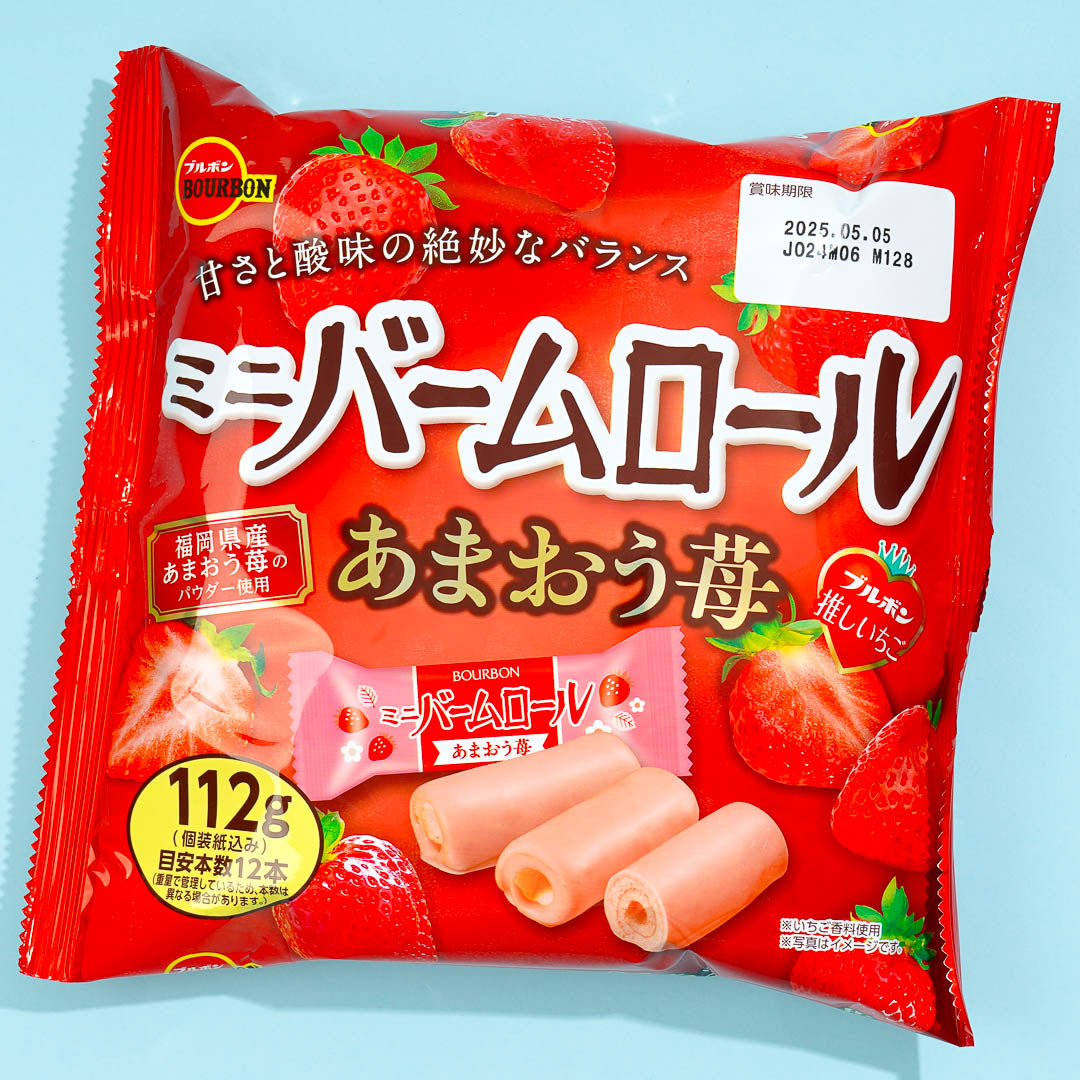 Bourbon Mini Baum Roll Cake Snacks - Amaou Strawberry – Japan Candy Store